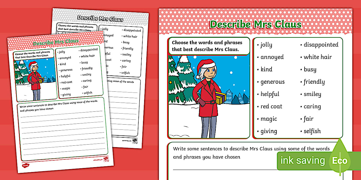 Describe Mrs Claus Worksheet