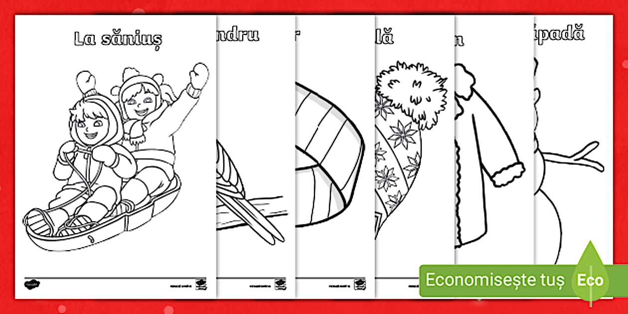 Iarna în imagini și cuvinte – Desene de colorat - Twinkl