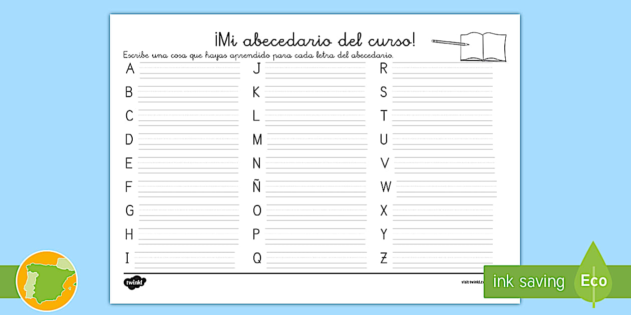 Ficha de actividad: Mi abecedario del curso - Twinkl