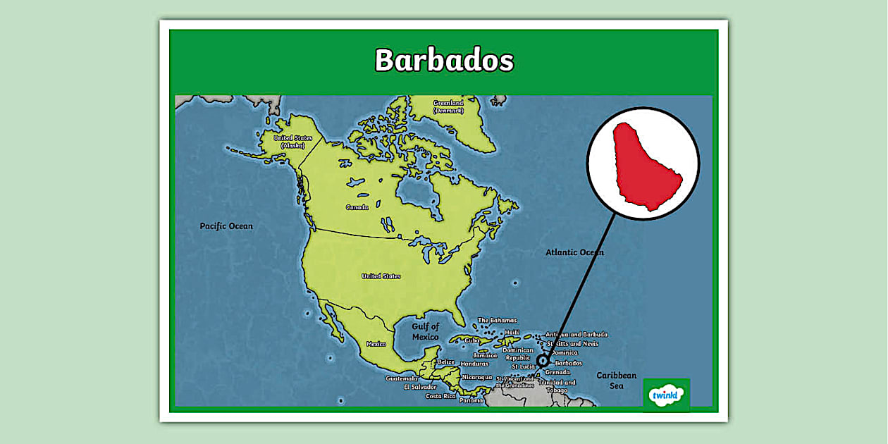 Barbados Country Map Display Poster (teacher made) - Twinkl