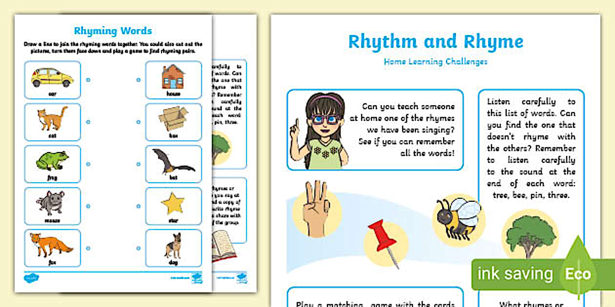 Black and White Phase 1 Aspect 4: Rhythm and Rhyme Home Learning Challenges