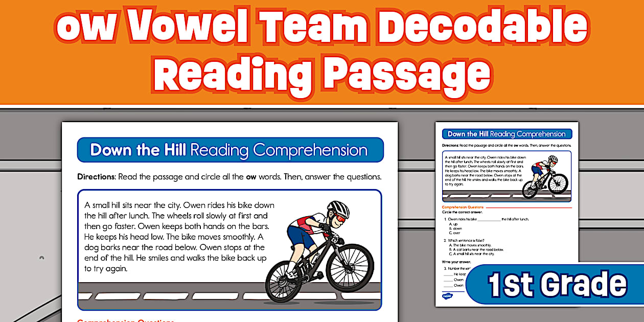 First Grade ow Vowel Team Decodable Reading Passage
