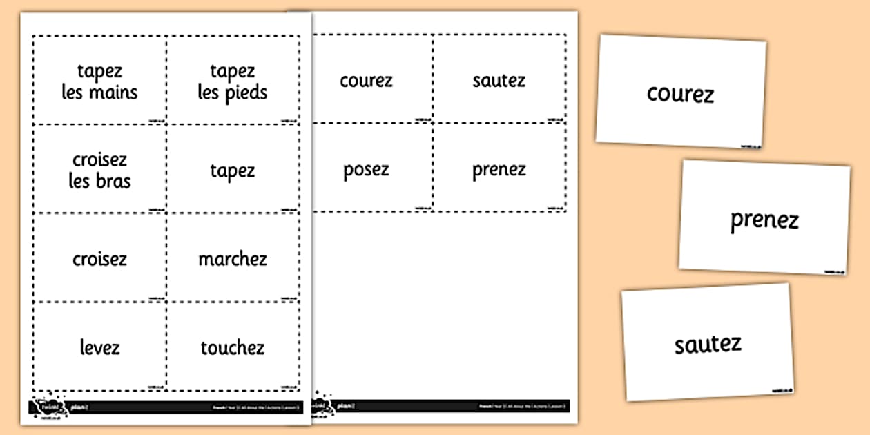 French Actions Vocabulary Flashcards (teacher made) - Twinkl