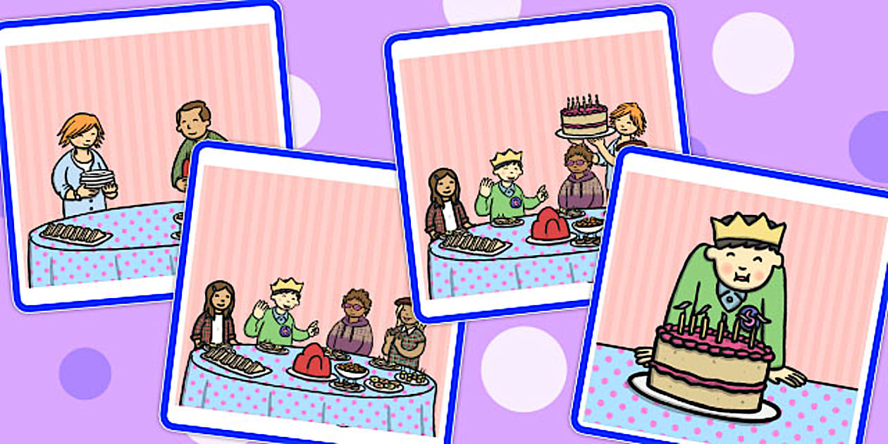 Sequencing Cards: Birthday Party | Twinkl Symbols - Twinkl