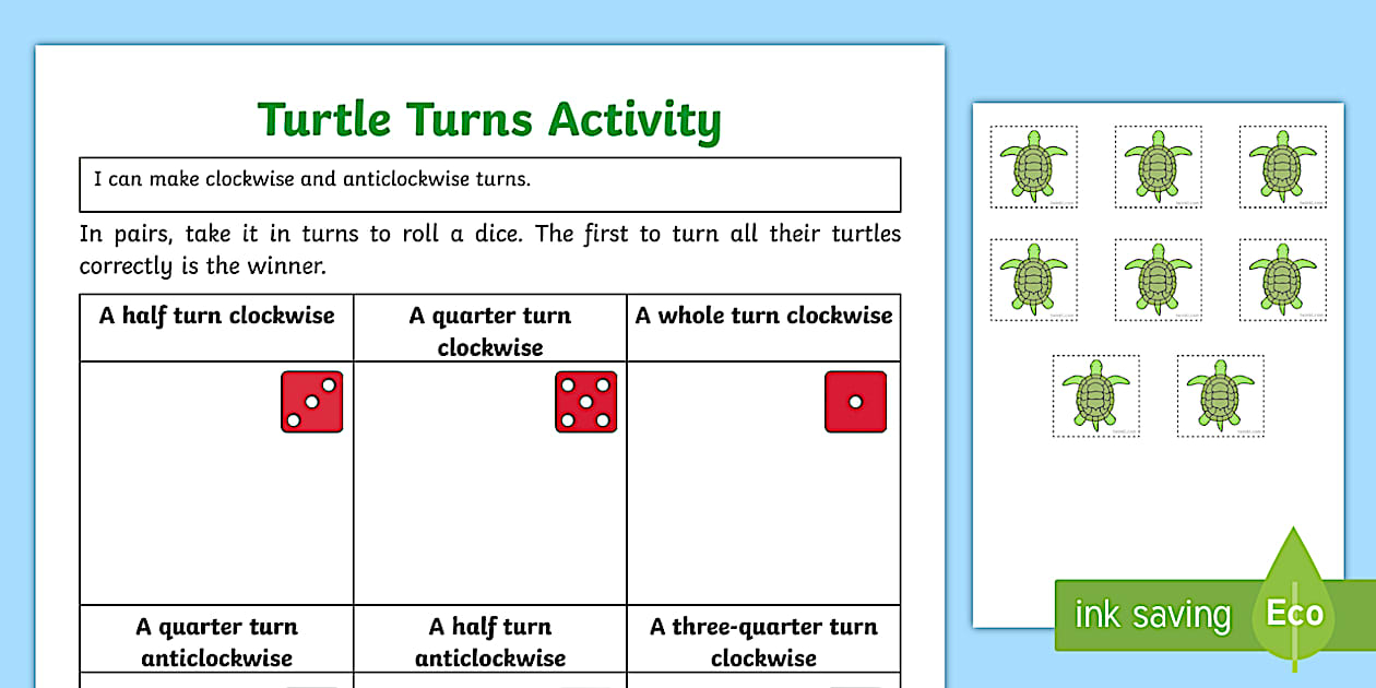 Lower Ability Turning Turtles Worksheet (teacher made)