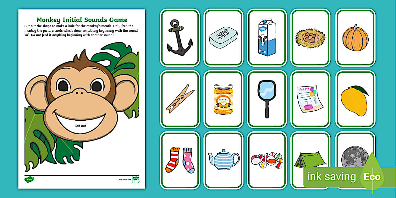 Monkey Initial Sound Game: Letter m (teacher made) - Twinkl