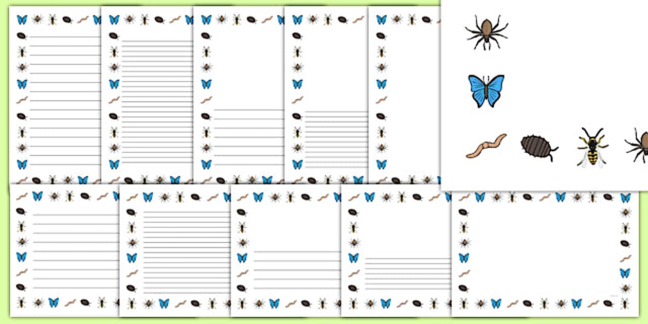 Minibeasts Page Borders Small Images (teacher made) - Twinkl
