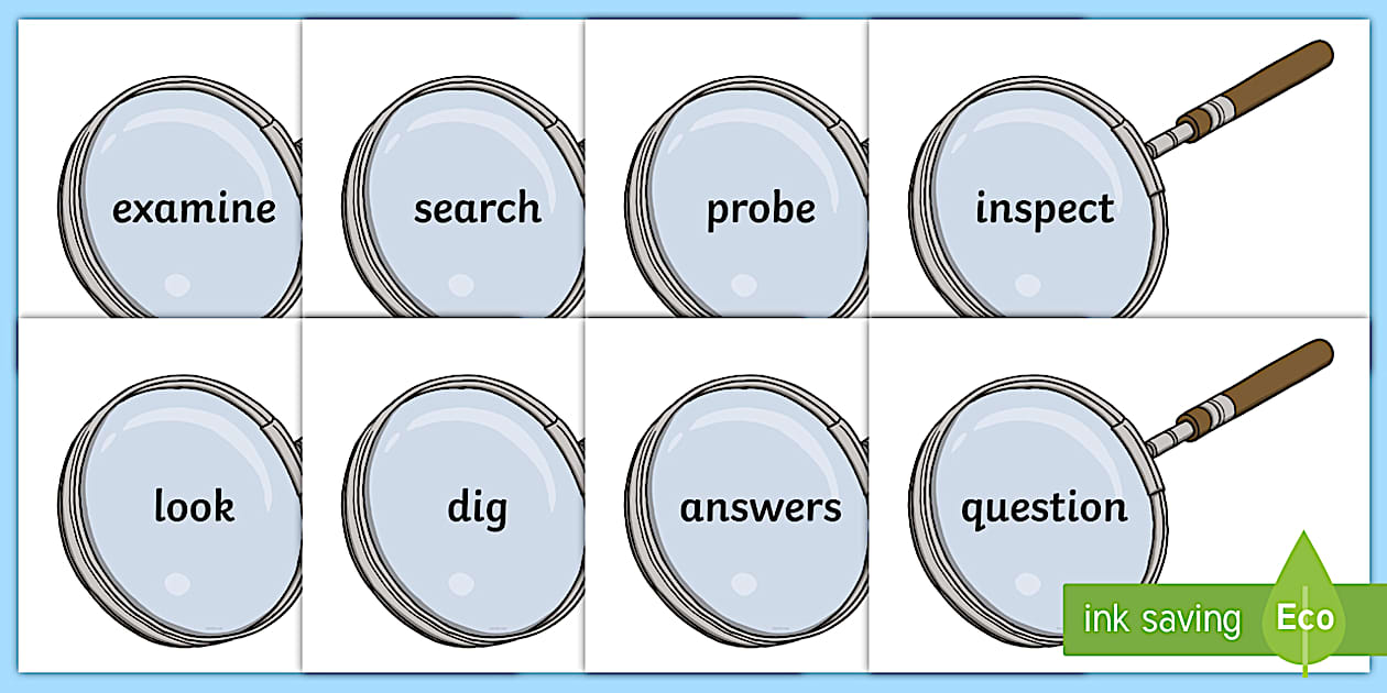 Investigation Area Words on Magnifying Glasses - Twinkl