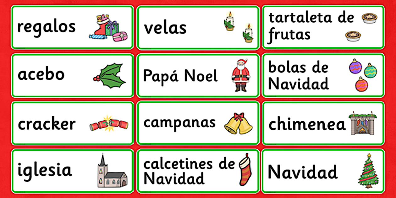 Tarjetas de vocabulario: La Navidad (teacher made) - Twinkl