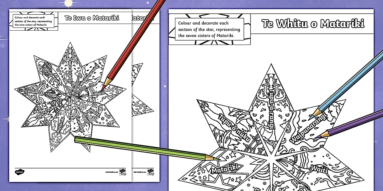 Te Iwa o Matariki - Seven and Nine-Sided Star Craft - Twinkl