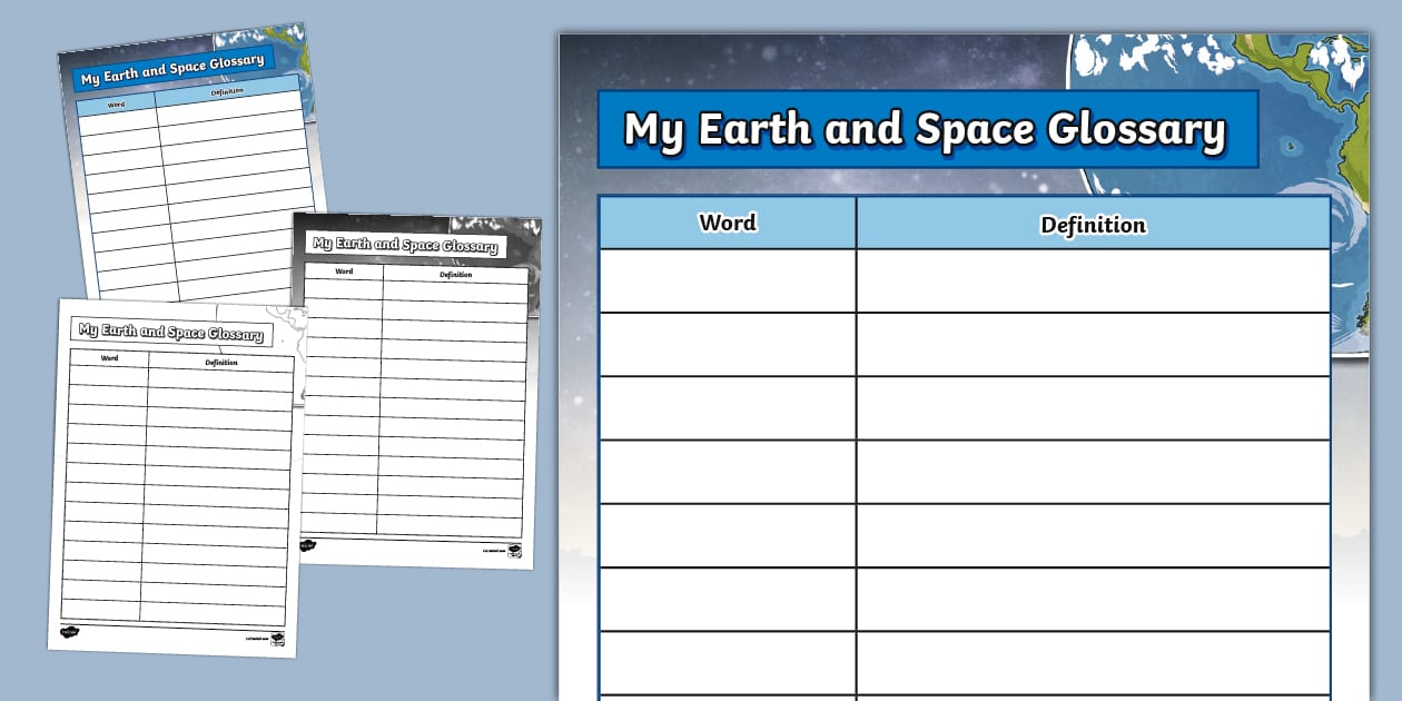 Earth and Space Glossary Writing Template