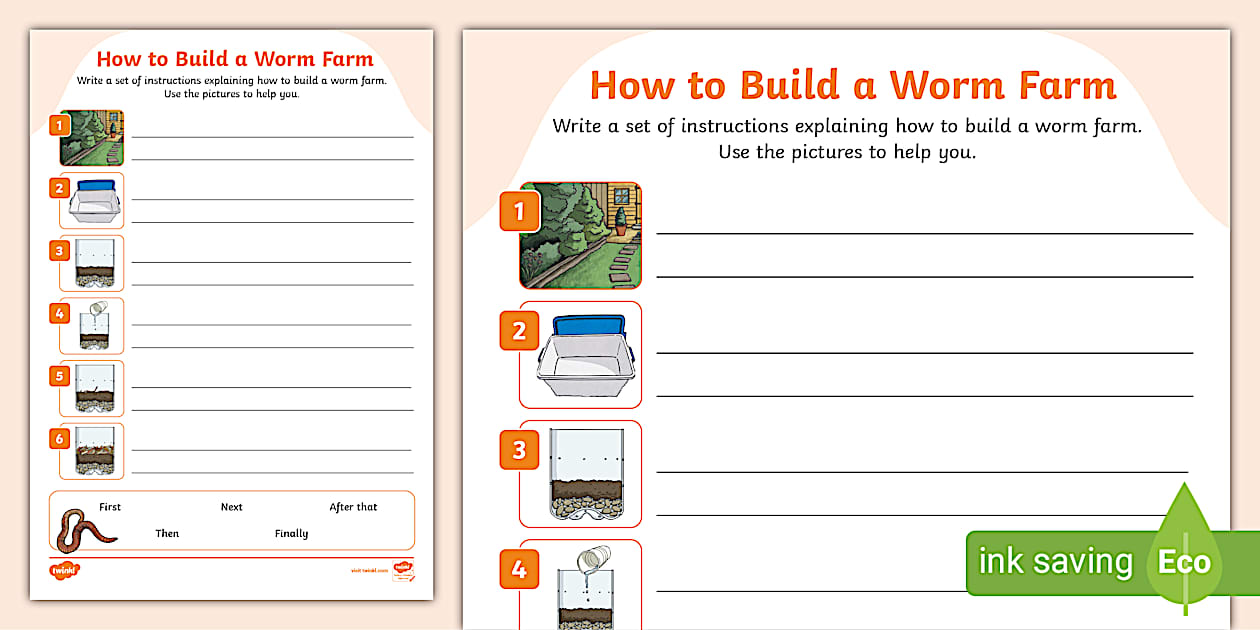 How to Build a Worm Farm Writing Frame (teacher made)