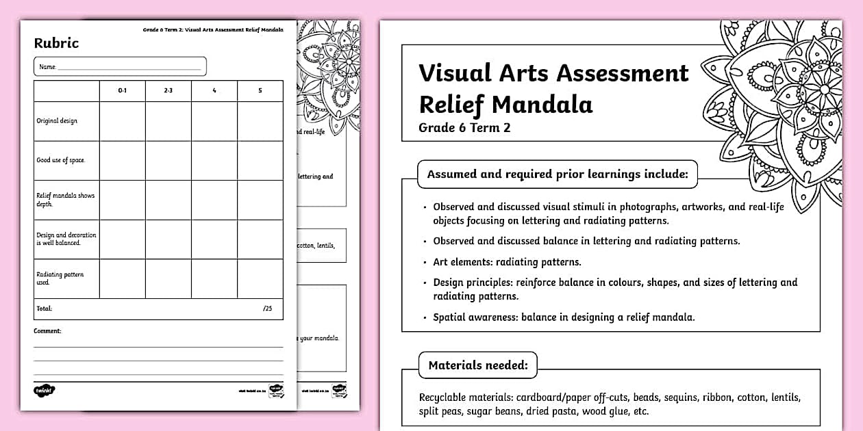 Gr 6: CA: Visual Arts: Term 2 Assessment: Relief Mandala