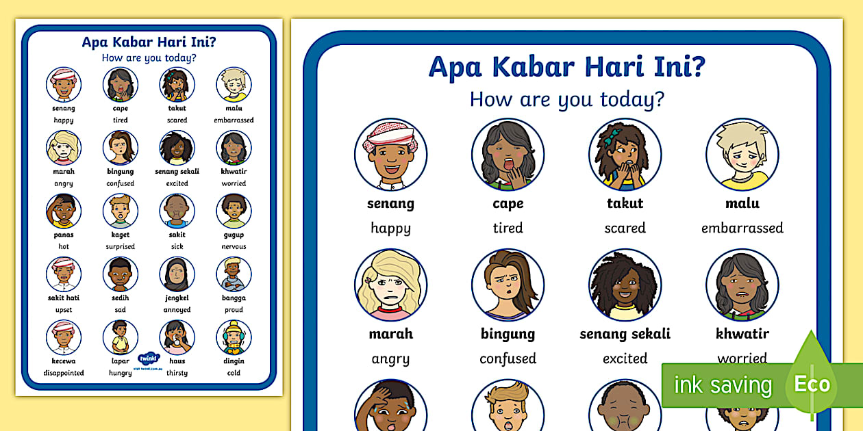 Indonesian English How Are You Today Emotions Poster