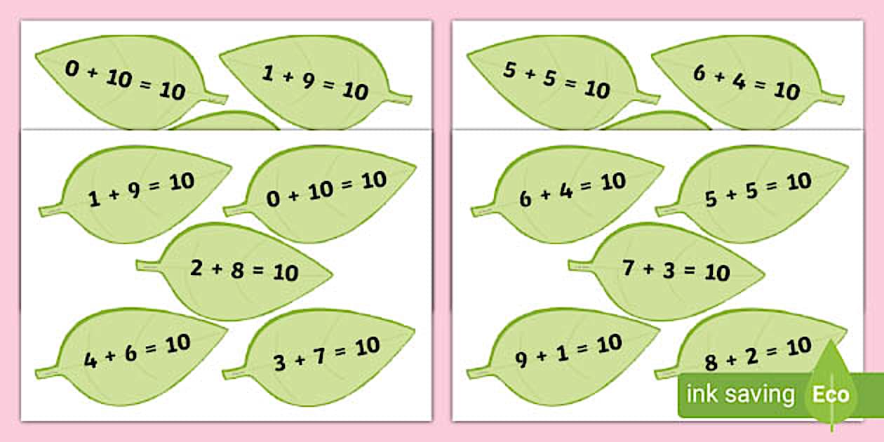 Editable Number Bonds of 10 on Leaves (l'enseignant a fait)