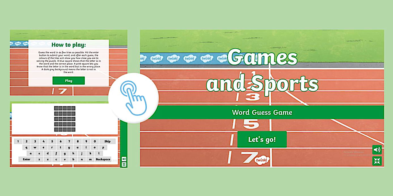 'Games and Sports' Word Guess - Five Letter Words - Twinkl