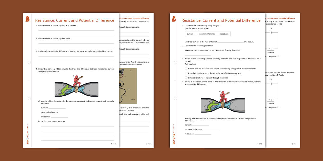 Resistance, Potential Difference and Current (teacher made)