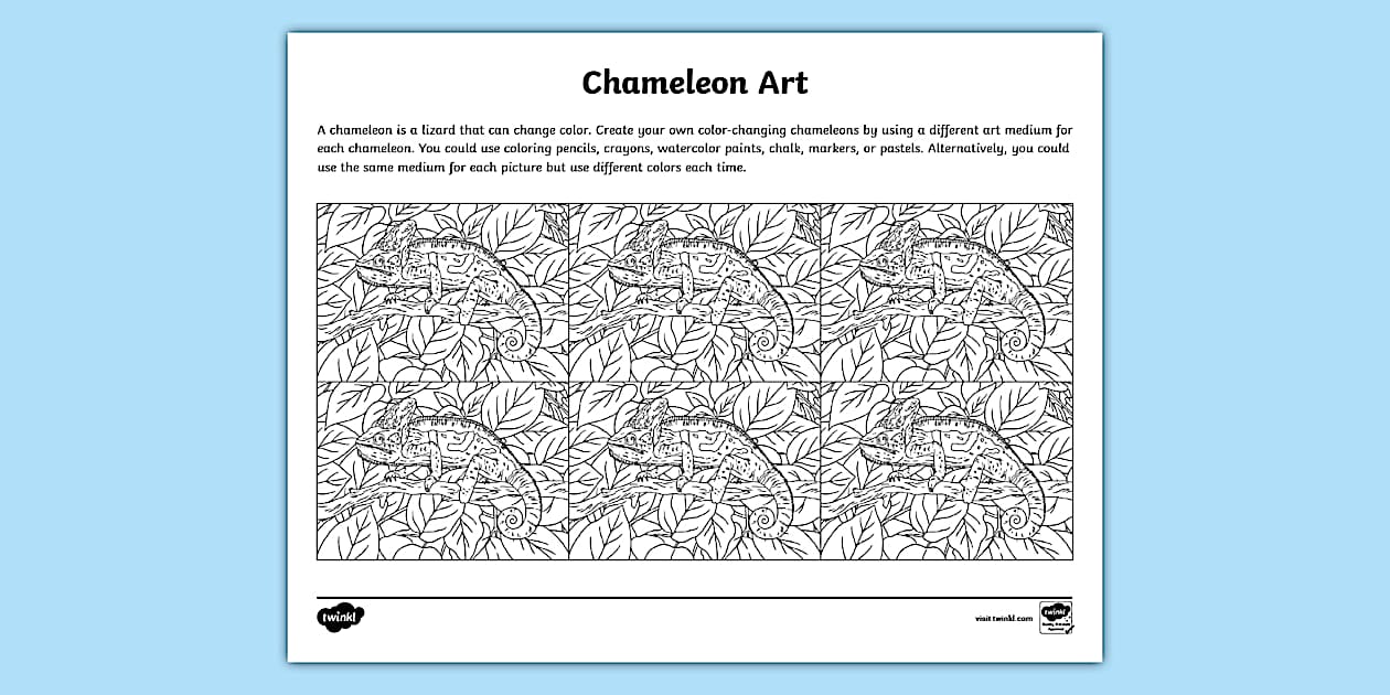 Chameleon Art Worksheet (professor feito) - Twinkl