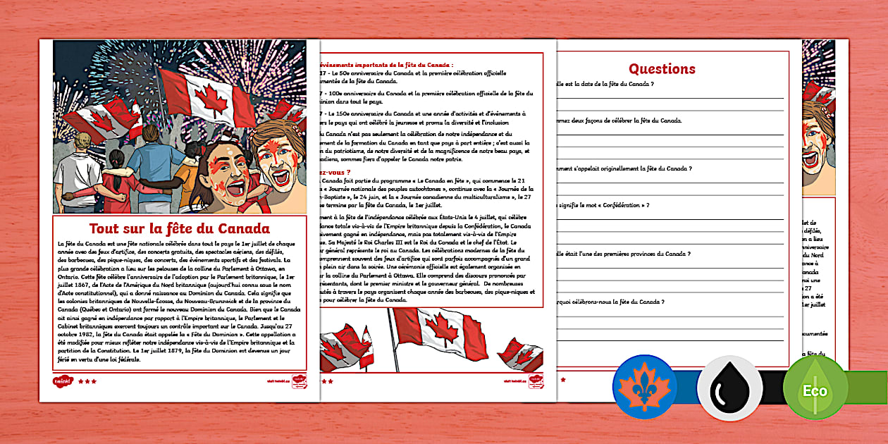 Canada Day Reading Comprehension | French Resource - Twinkl