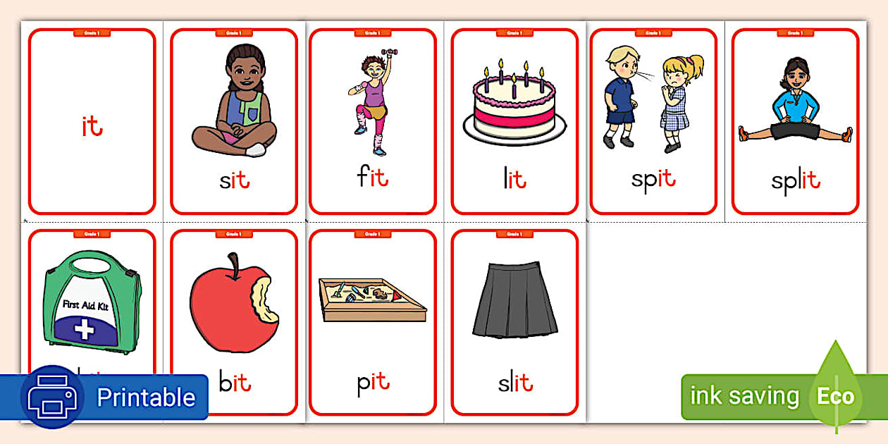 Grade 1 Phonics: -it Flashcards