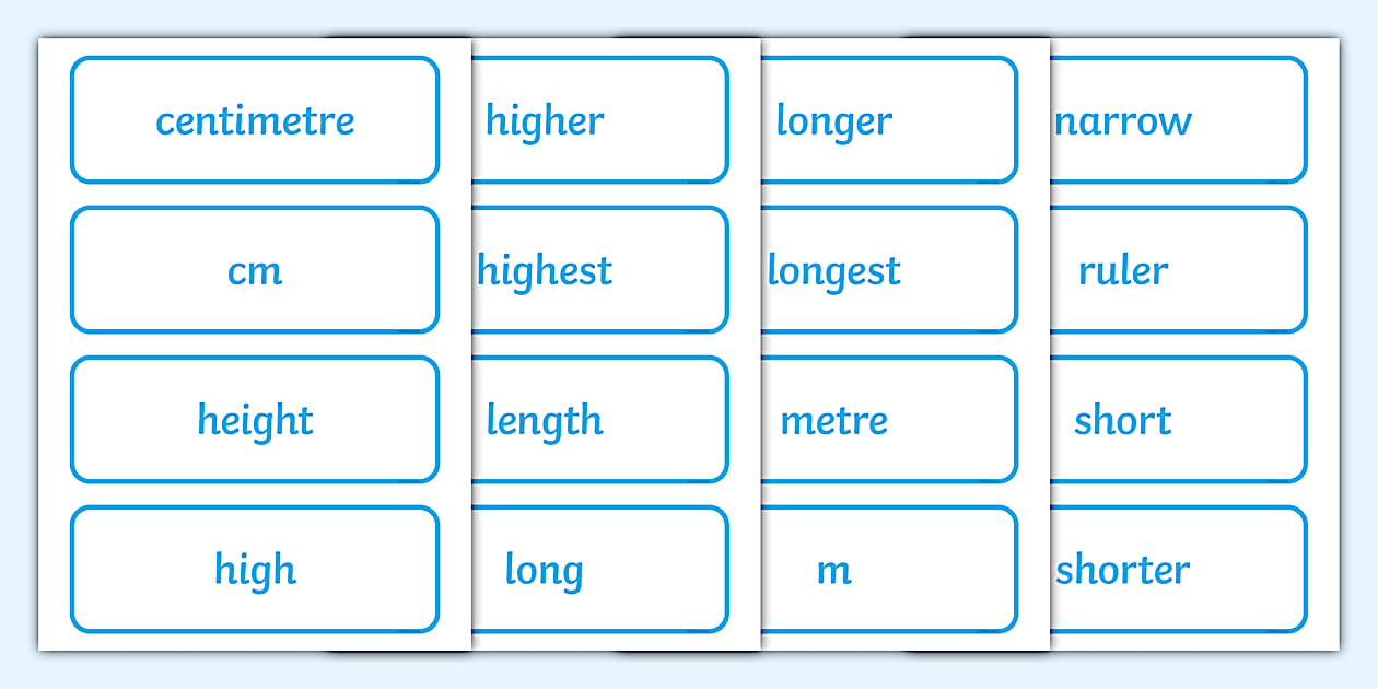 👉 Year 2 Length and Height Maths Vocabulary Cards