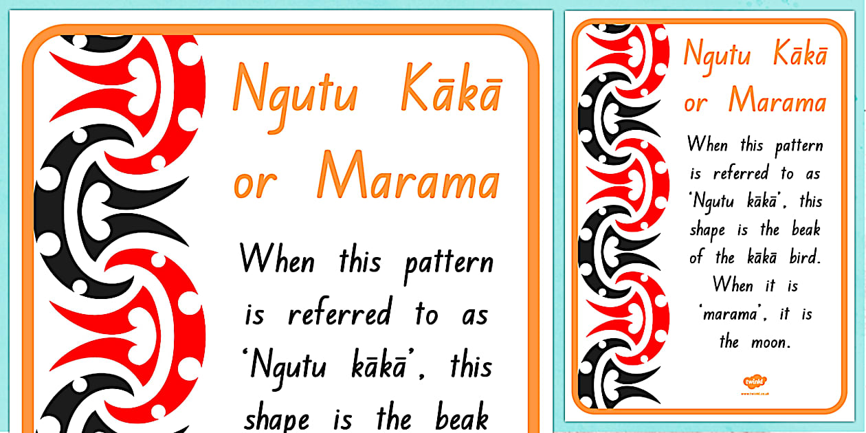 Ngutu kaka/Marama Pattern A4 Display Poster - Twinkl