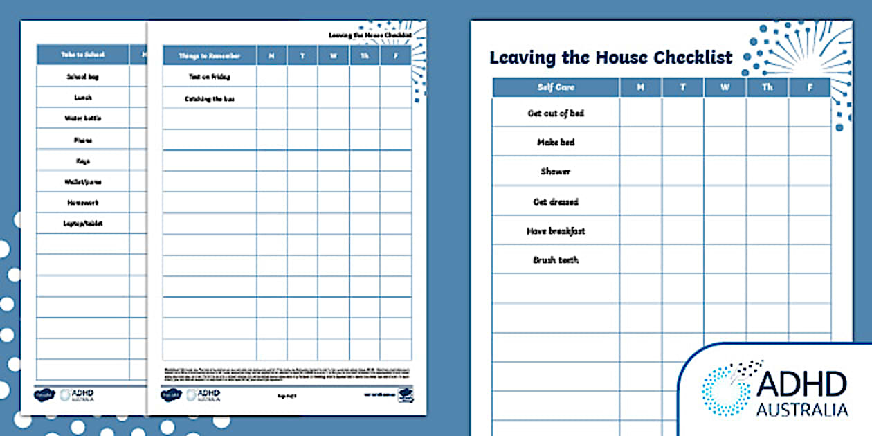 Editable Daily ADHD Leaving the House Checklist