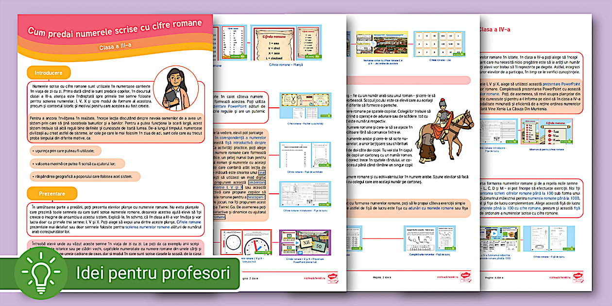 GRATUIT Cum predai numerele scrise cu cifre romane Idei pentru profesori