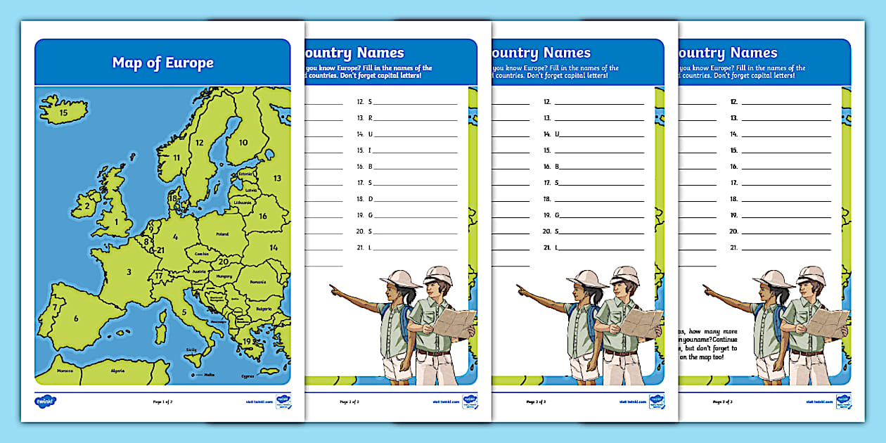 Name the European Country Activity - Twinkl