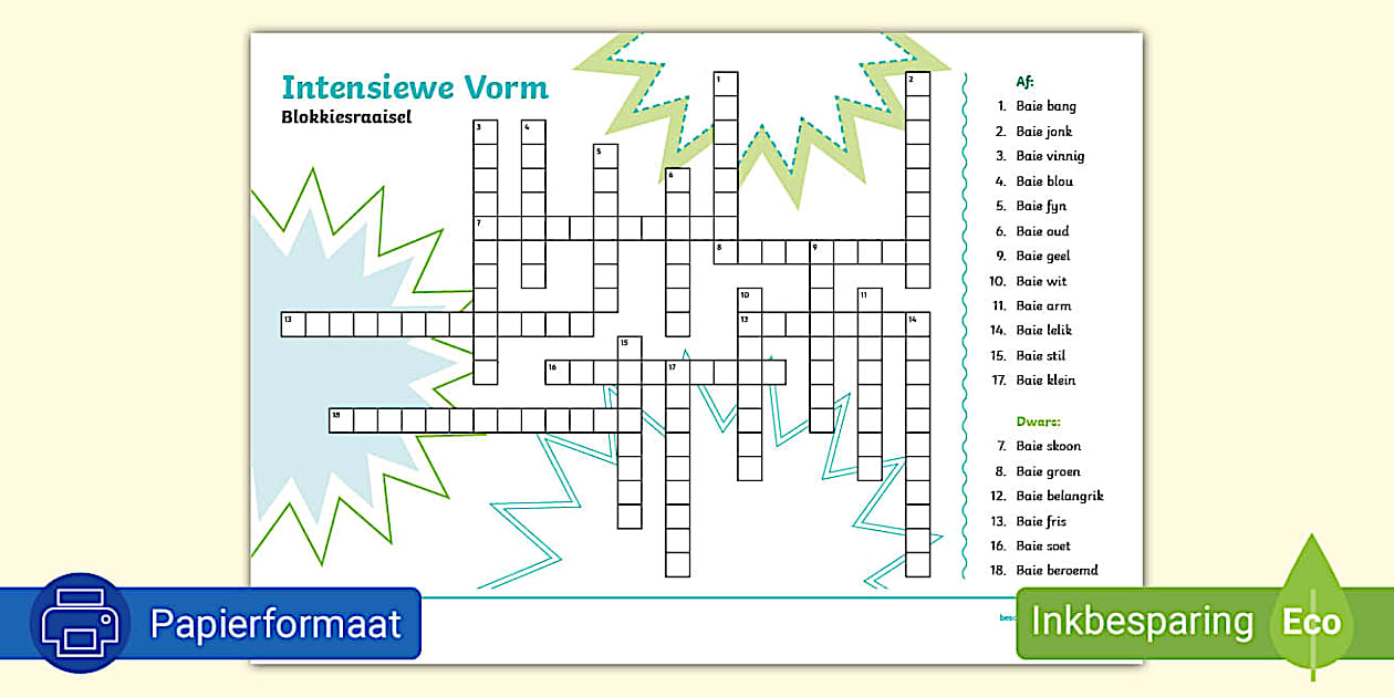 Blokkiesraaisel – Intensiewe Vorm (teacher made) - Twinkl