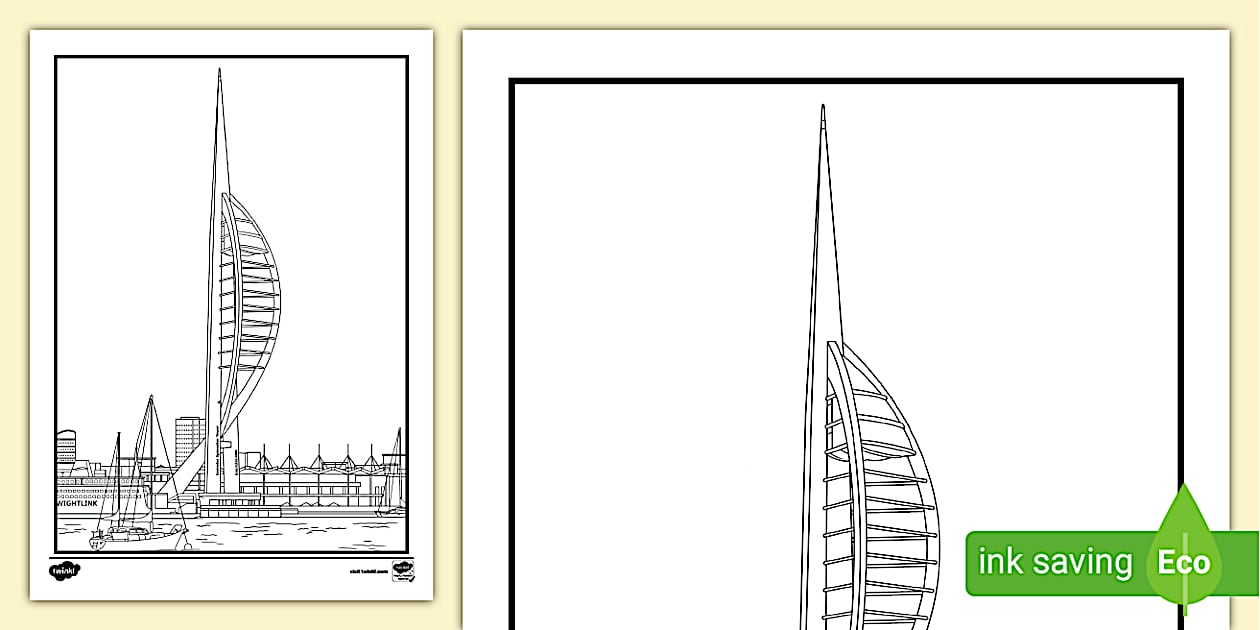 KS2 Spinnaker Tower Colouring Sheet (teacher made) - Twinkl
