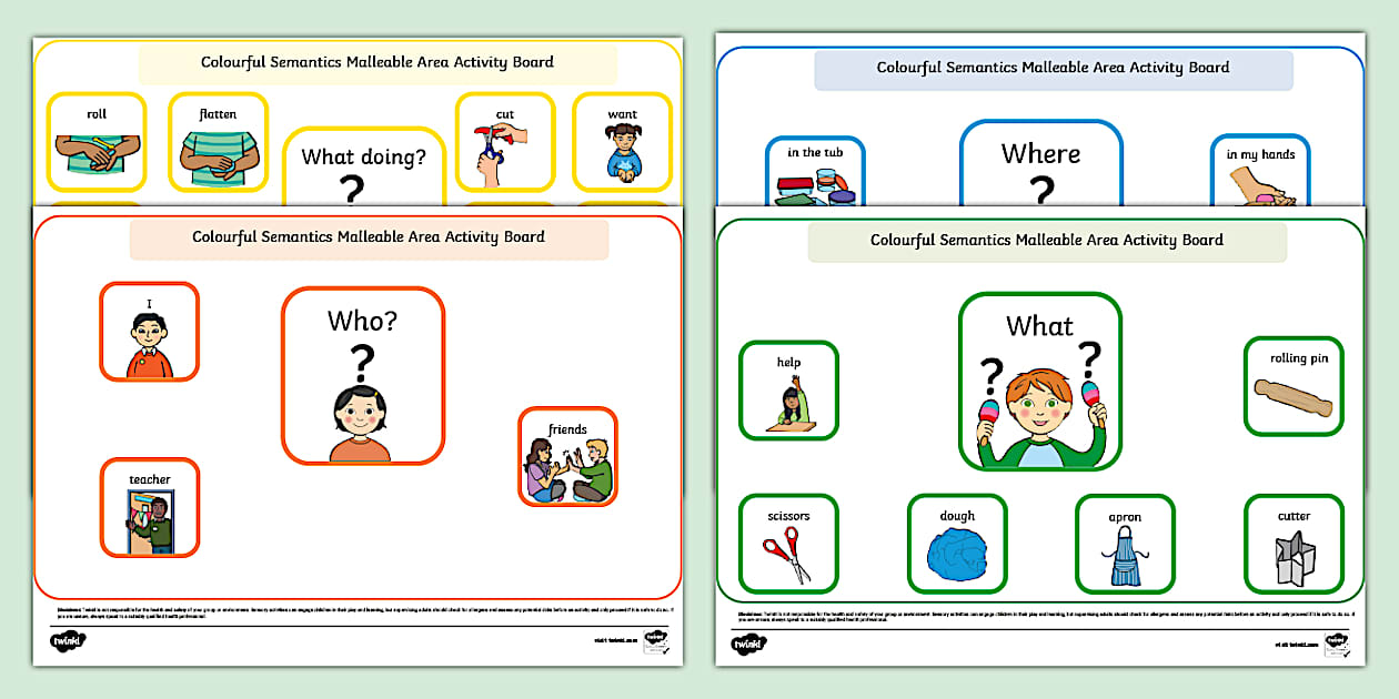 Colourful Semantics Malleable Area Activity Board - Twinkl