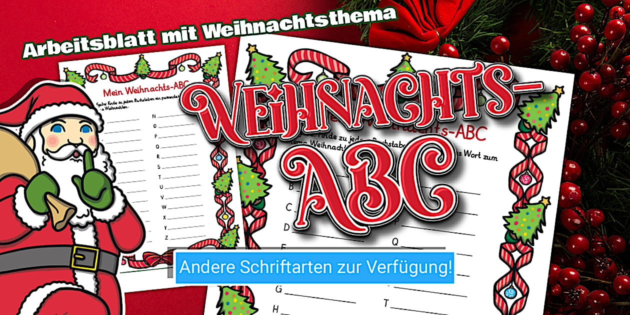 Mein Weihnachts-ABC - Arbeitsblatt - Twinkl
