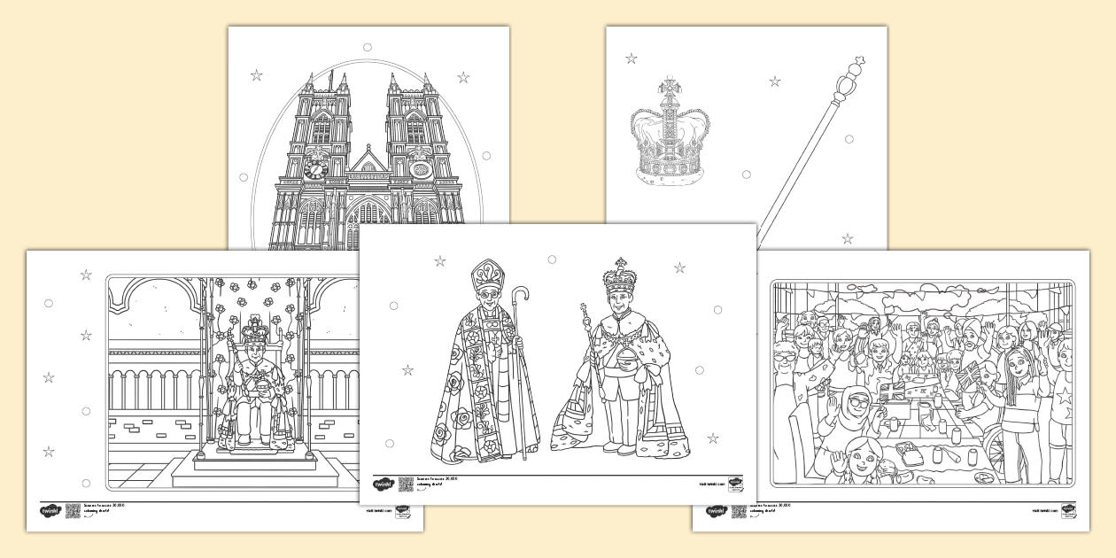 KS1 Coronation of King Charles III Busy Colouring Sheets