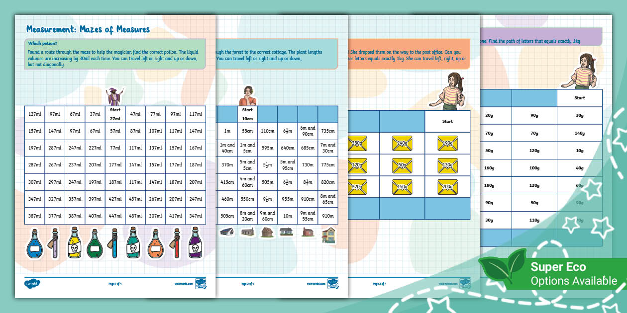 Measurement: Mazes of Measures (Ages 7 - 8) - Twinkl