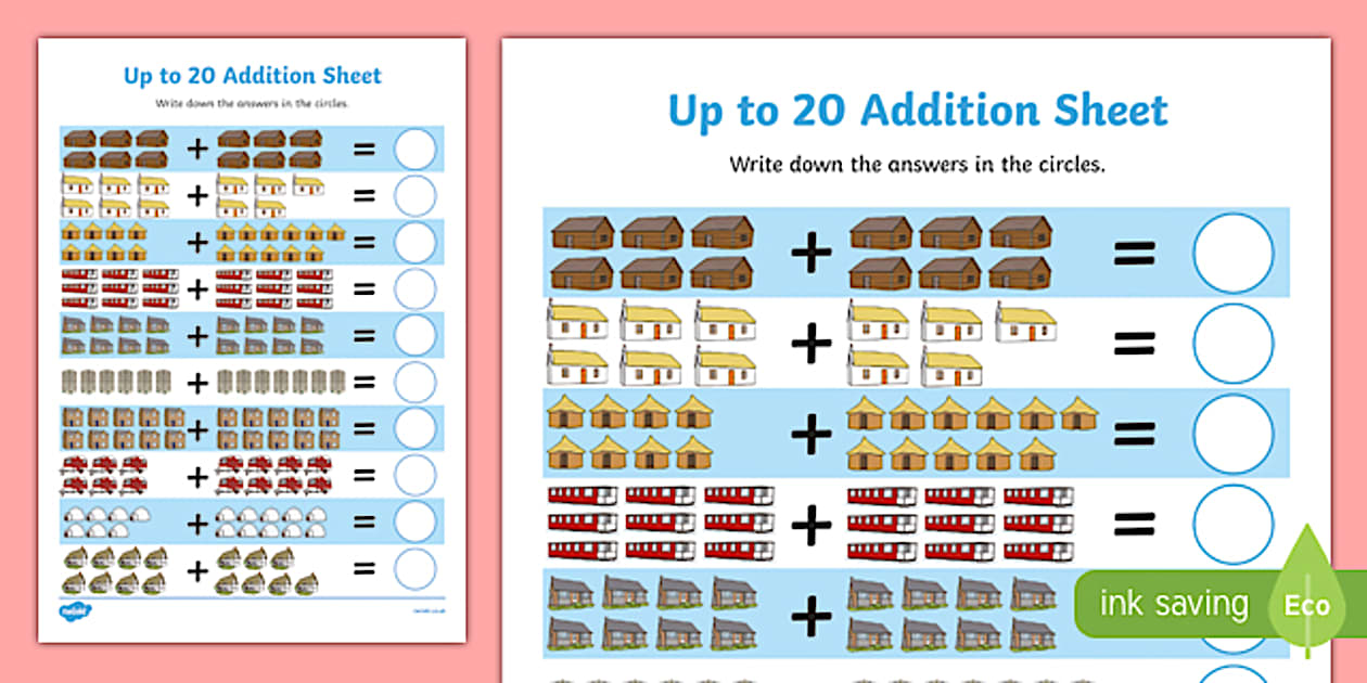 Houses and Homes Up to 20 Addition Sheet (Teacher-Made)