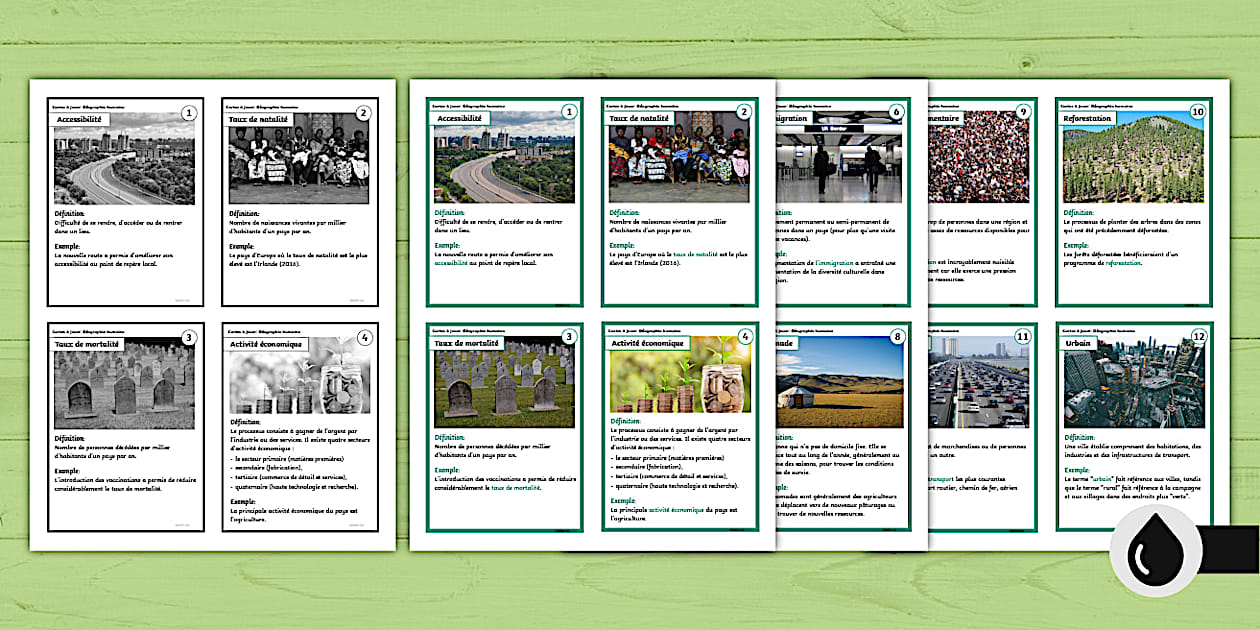 Human Geography Keywords Playing Cards French (teacher made)