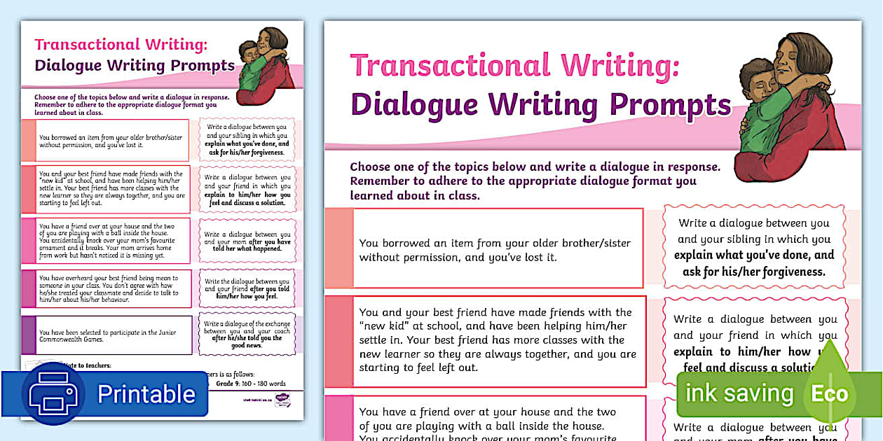 Dialogue Writing Topics I Resource I Twinkl ZA - Twinkl