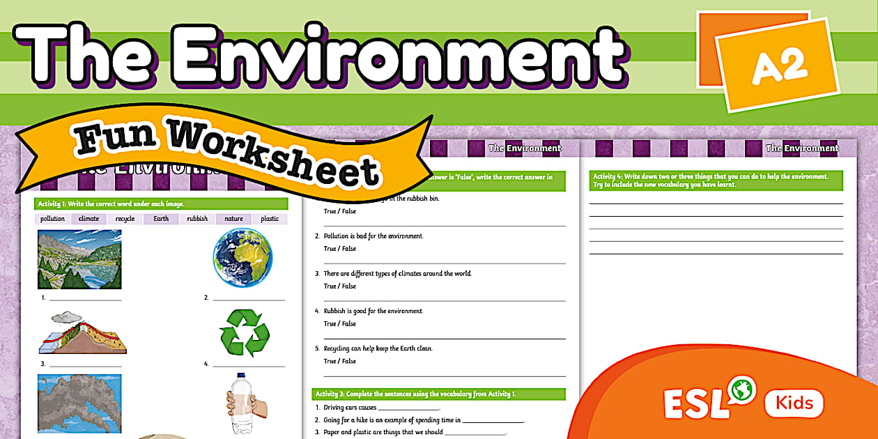 ESL The Environment Activity Sheet {Kids}