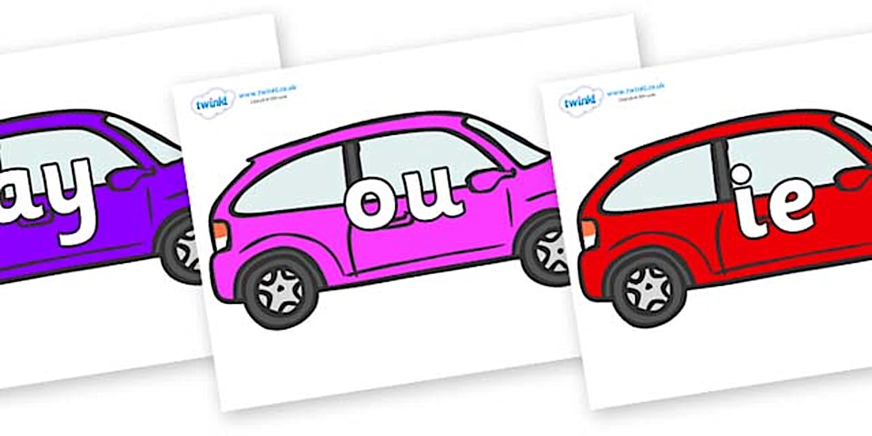 Cursive Phase 5 Phonemes on Cars (teacher made) - Twinkl