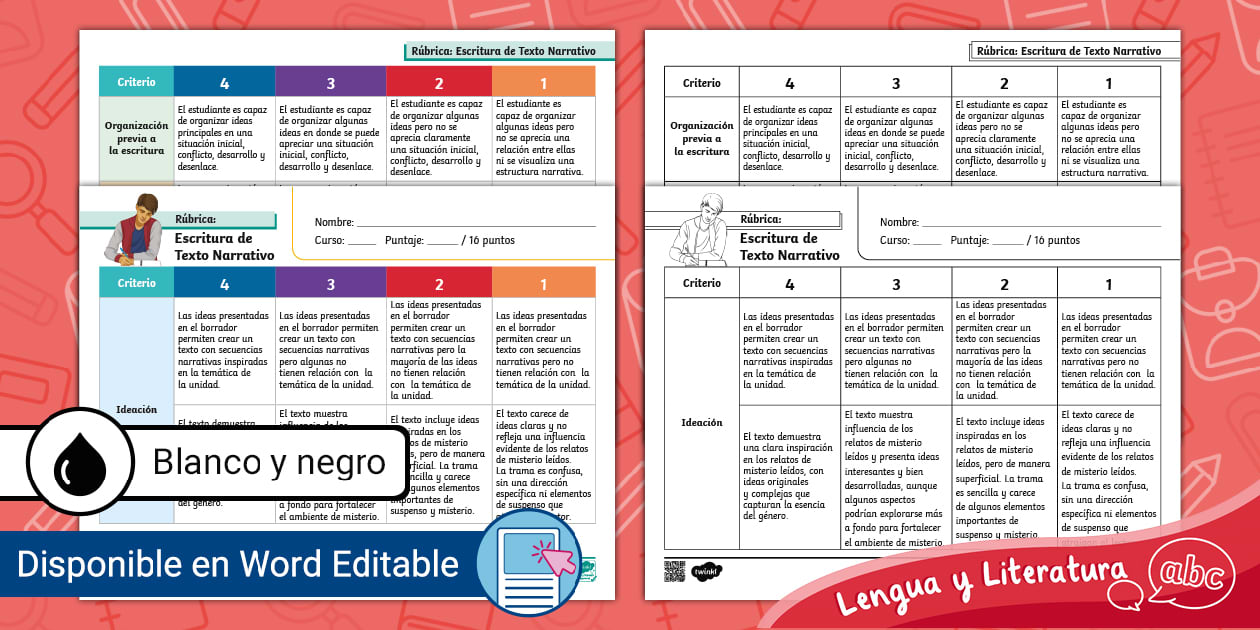 Rúbrica | Evaluación Escritura Lenguaje |Textos Narrativos