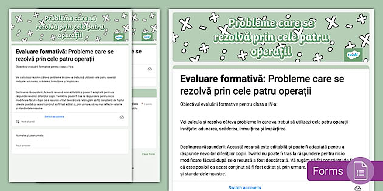 Probleme care se rezolvă prin patru operații – Evaluare