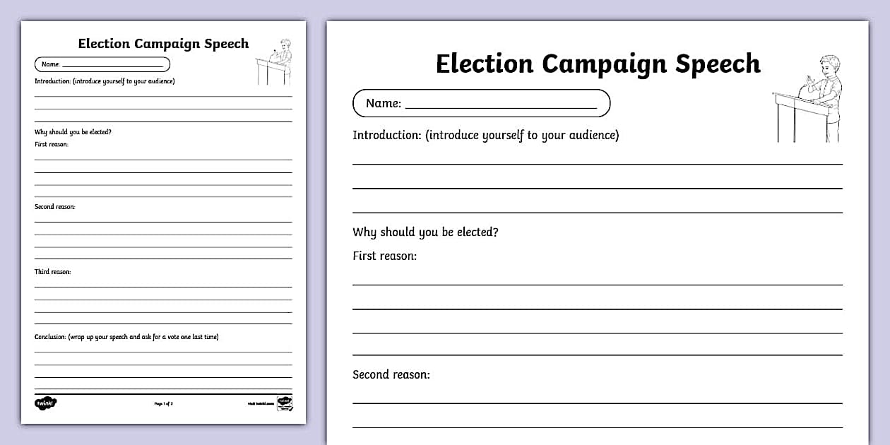 Election Campaign Speech Activity (teacher made) - Twinkl