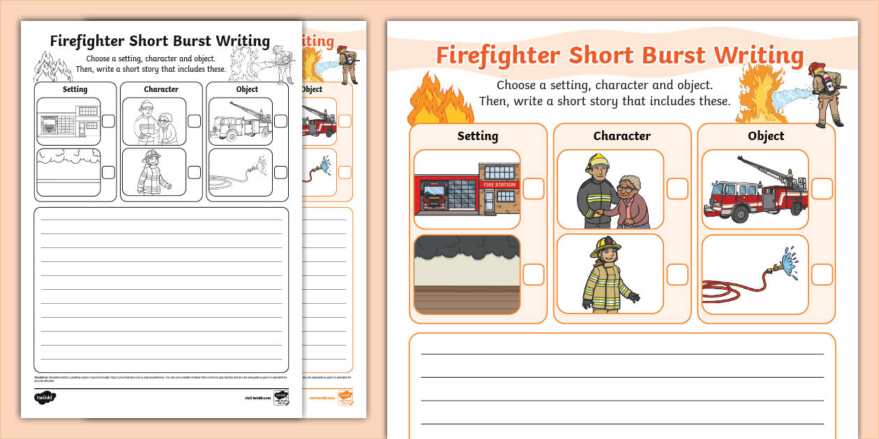 Firefighter Short Burst Writing Template (Teacher-Made)