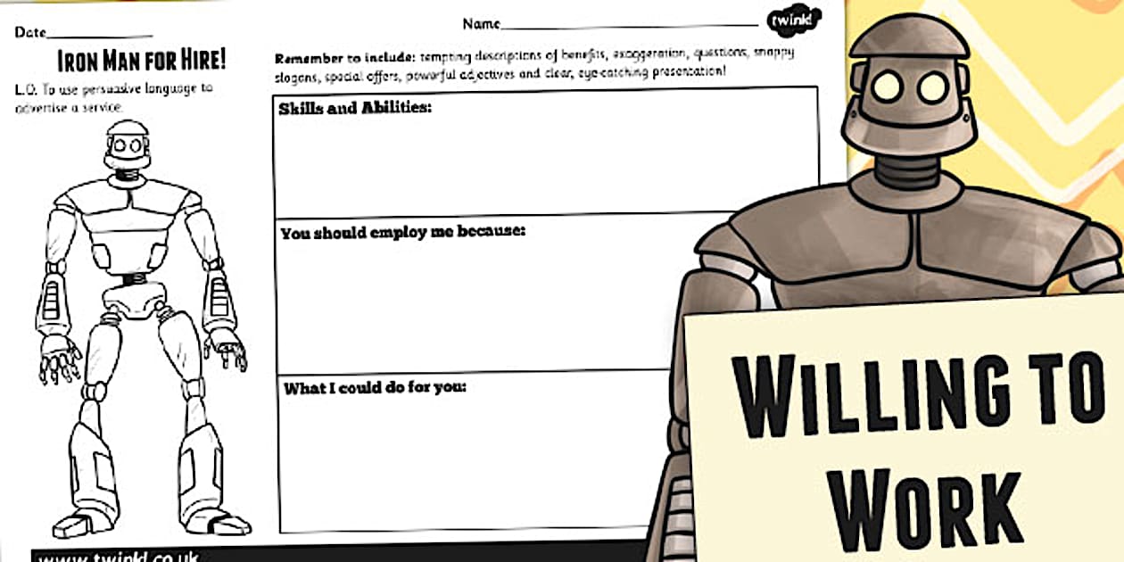 The Iron Man Advert Designing Activity (teacher made)