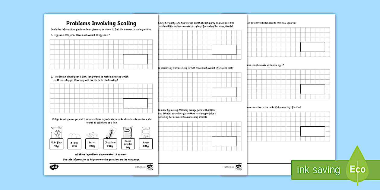 Problems Involving Scaling Worksheet / Worksheet-Australia