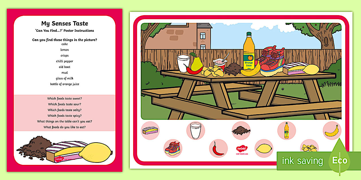 My Sense of Taste - Can you find? Poster (teacher made)