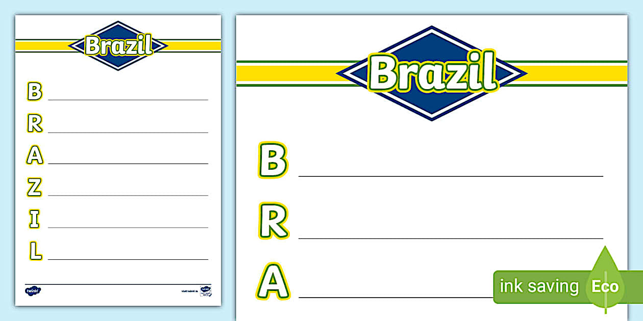 Brazil Acrostic Poem Activity Sheet (Teacher-Made) - Twinkl