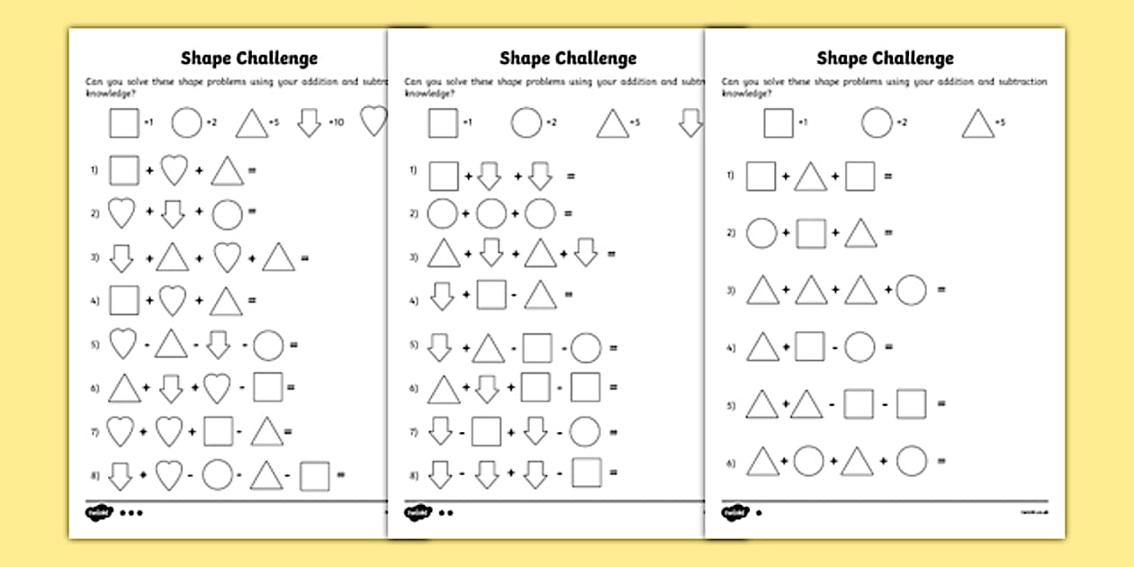 Shape Challenge Differentiated Worksheet / Worksheet Pack, worksheet
