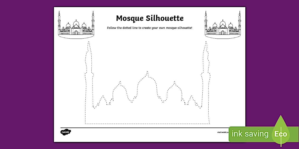 Mosque Silhouette Drawing Activity (teacher made) - Twinkl
